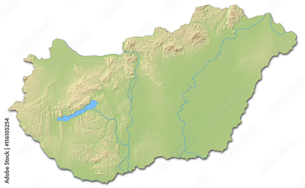 Relief map of Hungary - 3D-Rendering Stock Illustration | Adobe Stock
