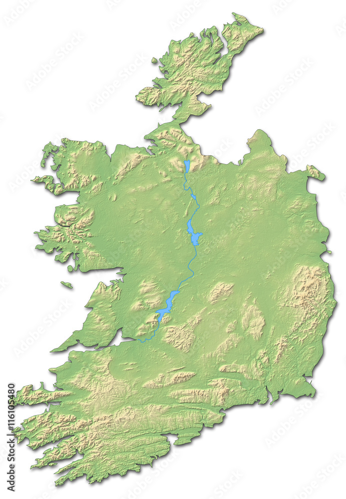 Relief map of Ireland - 3D-Rendering Stock Illustration | Adobe Stock