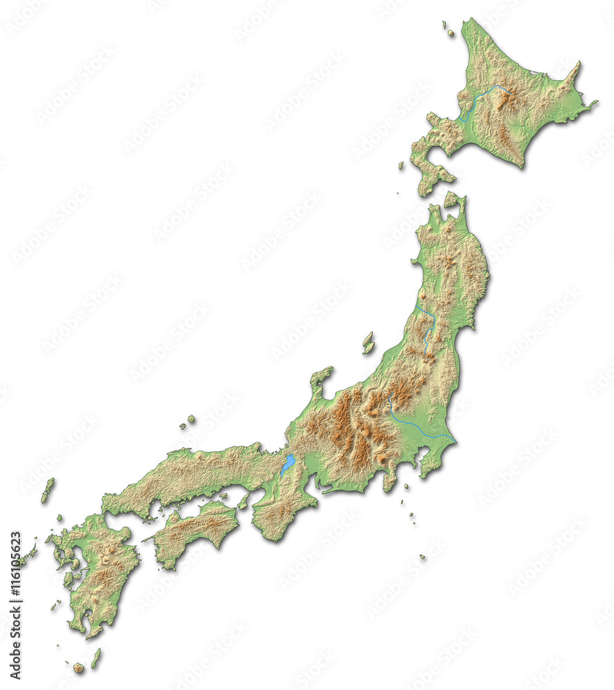 Relief map of Japan - 3D-Rendering Stock Illustration | Adobe Stock