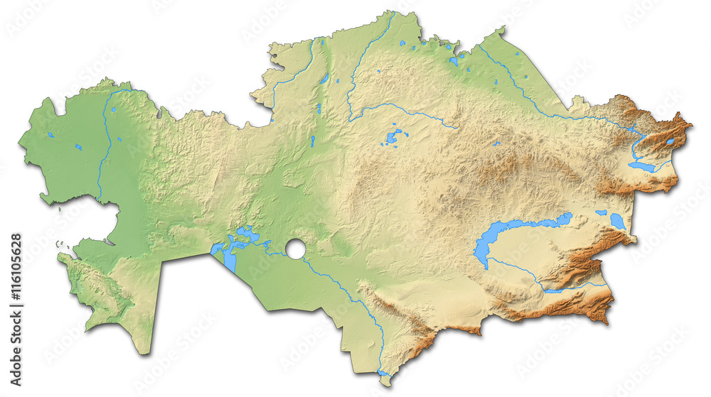 Relief map of Kazakhstan - 3D-Rendering ilustración de Stock | Adobe Stock