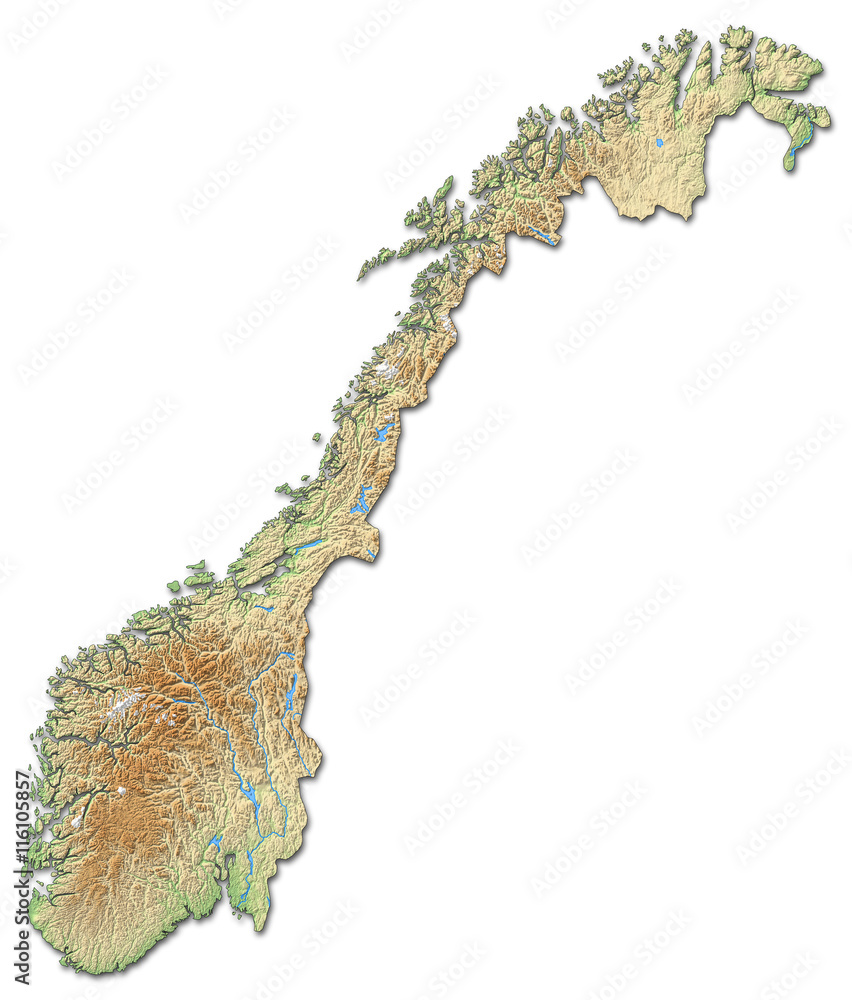 Relief map of Norway - 3D-Rendering Stock Illustration | Adobe Stock