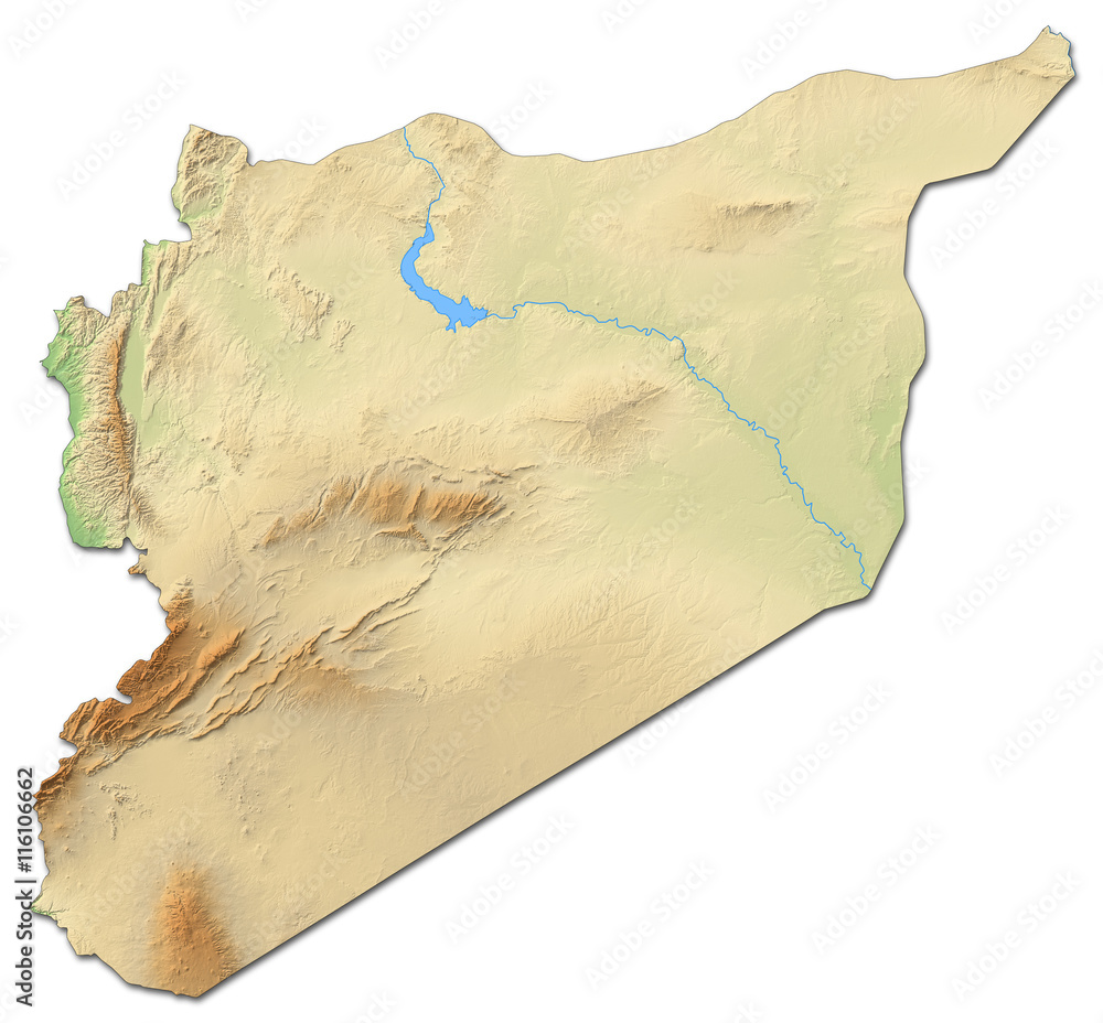 Relief map of Syria - 3D-Rendering Stock Illustration | Adobe Stock