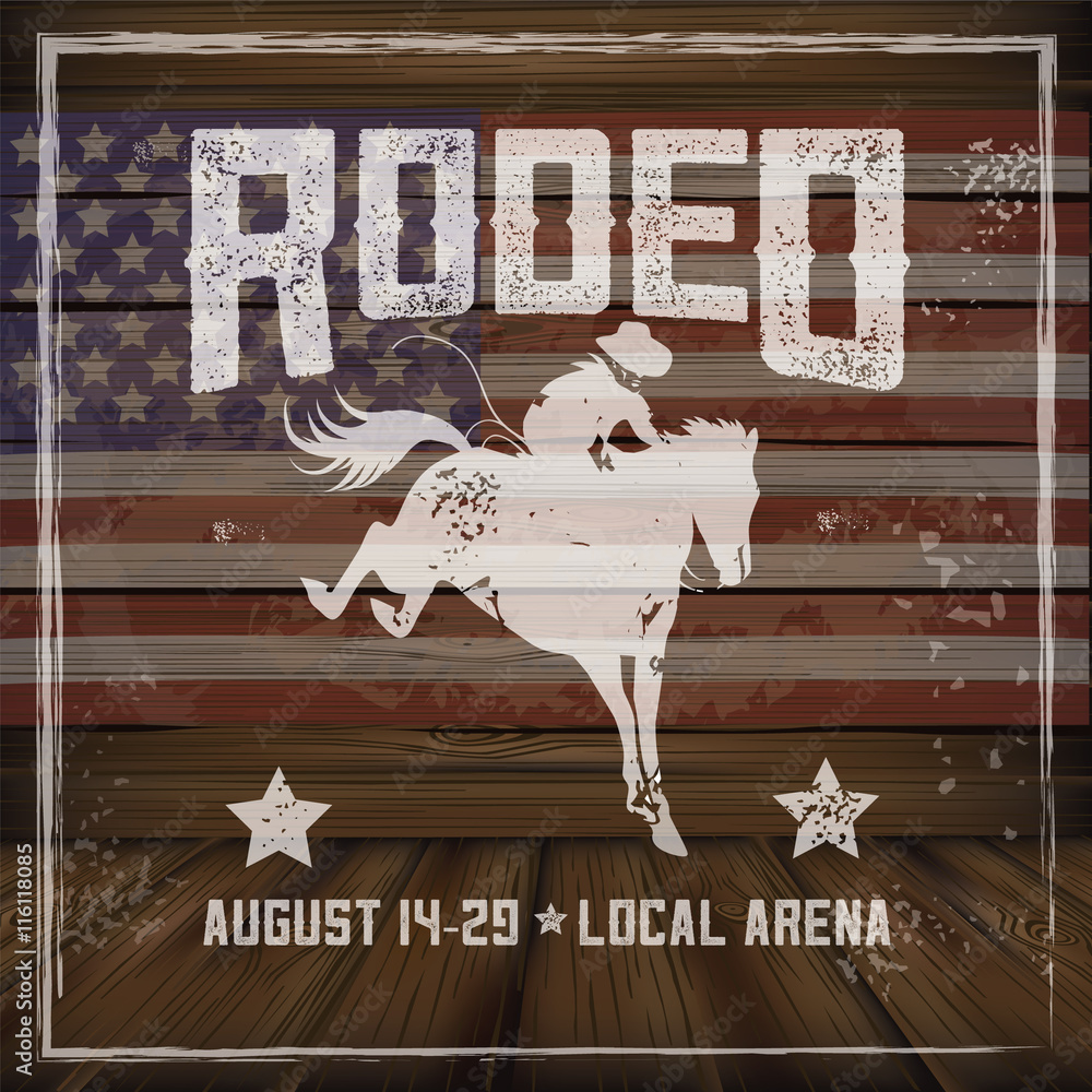 Wooden American flag rodeo background with copy space. EPS 10 vector ...