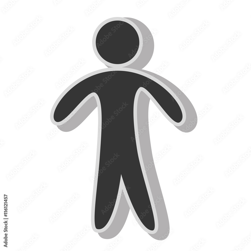 Slim man body pictogram , isolated flat icon with black and white ...