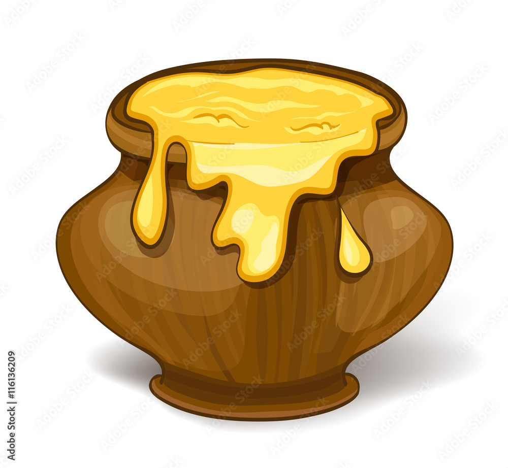 cartoon honey pot on white. vector illustration Stock Vector | Adobe Stock