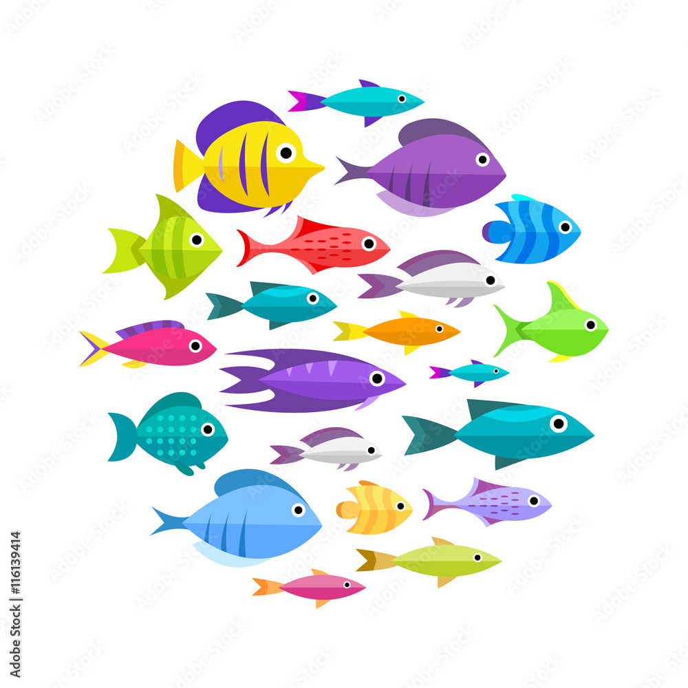 Cartoon fish collection background Stock Vector | Adobe Stock