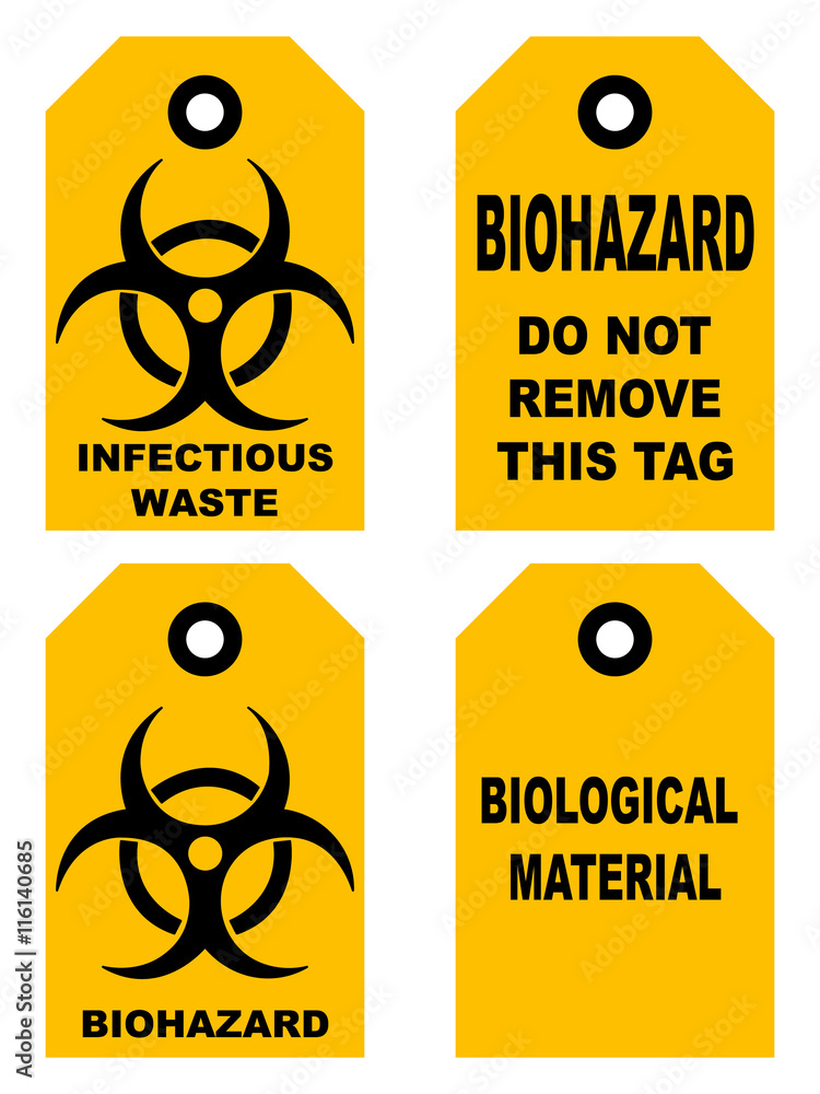 Biohazard symbol sign of biological threat alert, black yellow signage ...