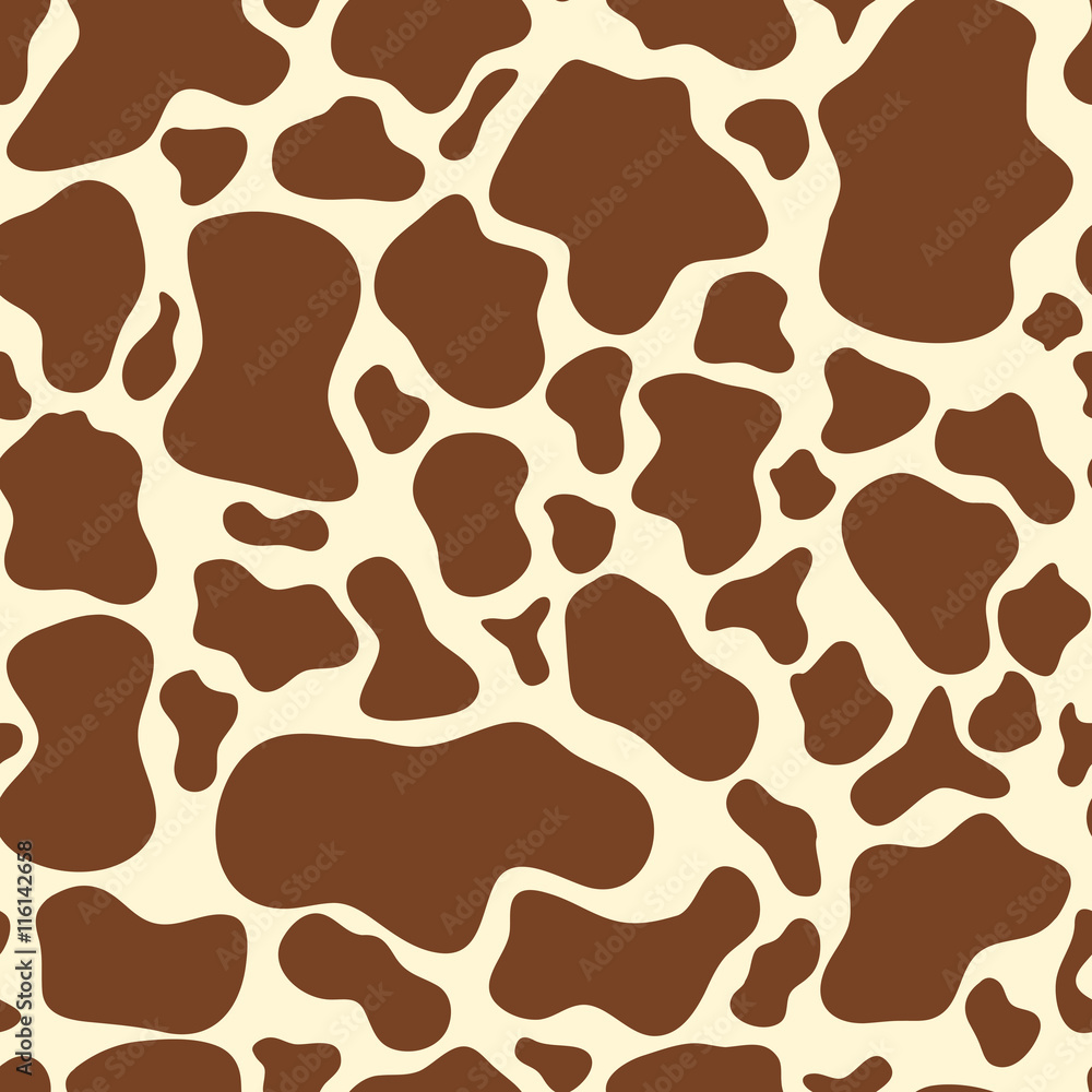 Seamless brown cow spots pattern on the beige background. Stock Vector ...