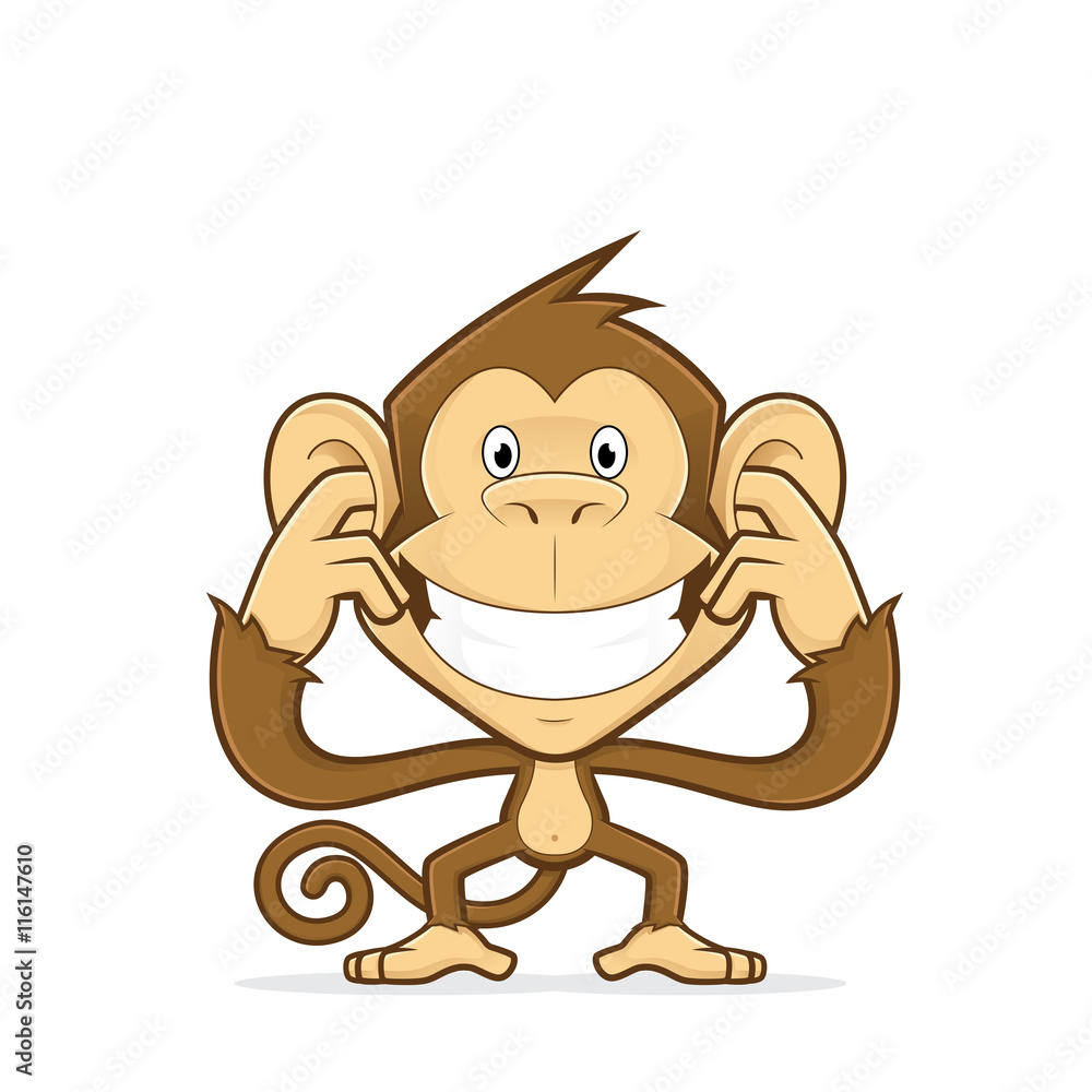 Monkey closing his ears Stock Vector | Adobe Stock