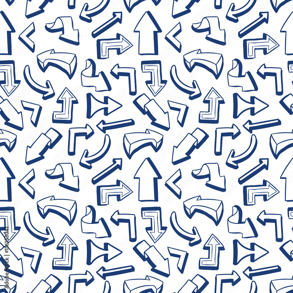 Seamless pattern with hand drawn arrows. Vector seamless texture for ...