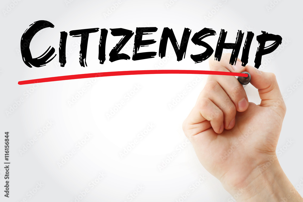 Hand writing Citizenship with marker, concept background Stock Photo ...