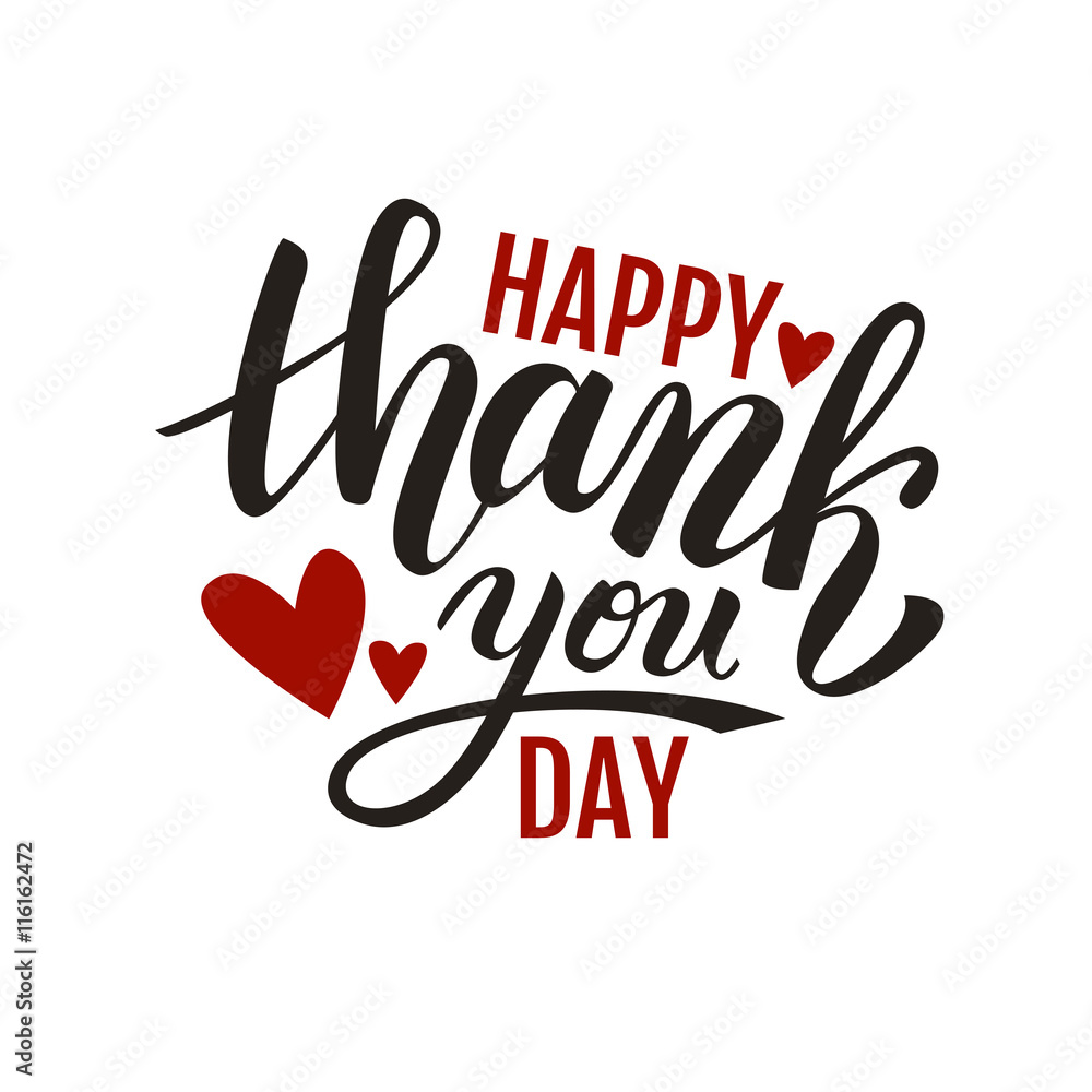 Happy Thank you Day handwritten vector illustration, brush pen ...
