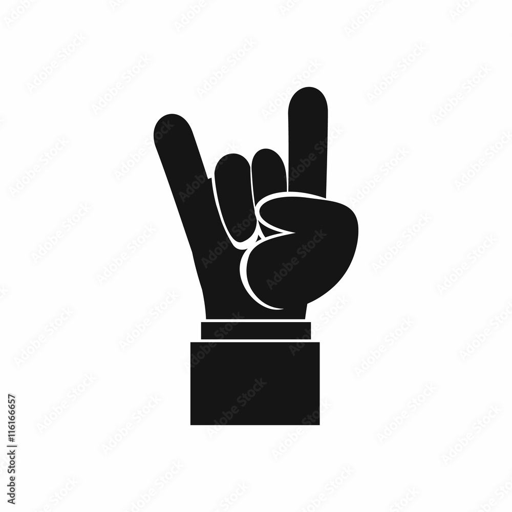 Rock and Roll hand sign icon in simple style isolated vector ...
