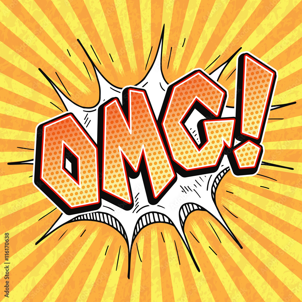 OMG comic word bubble pop art retro style, Oh My God comics ...
