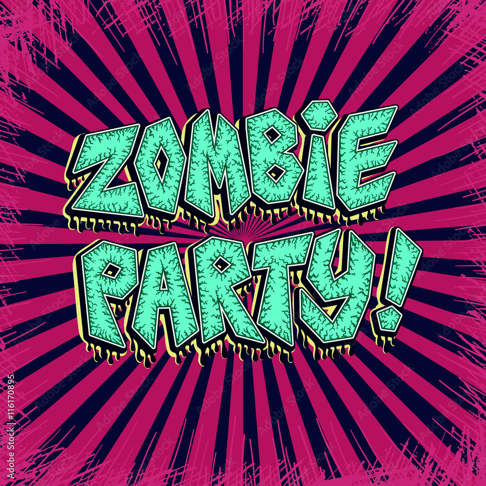 Zombie party comics banner in pop art style. Vector Halloween Zombie ...
