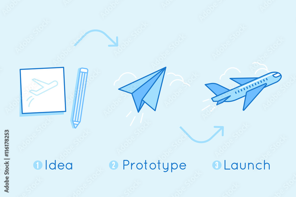 Vector illustration in flat linear style and blue colors - business ...