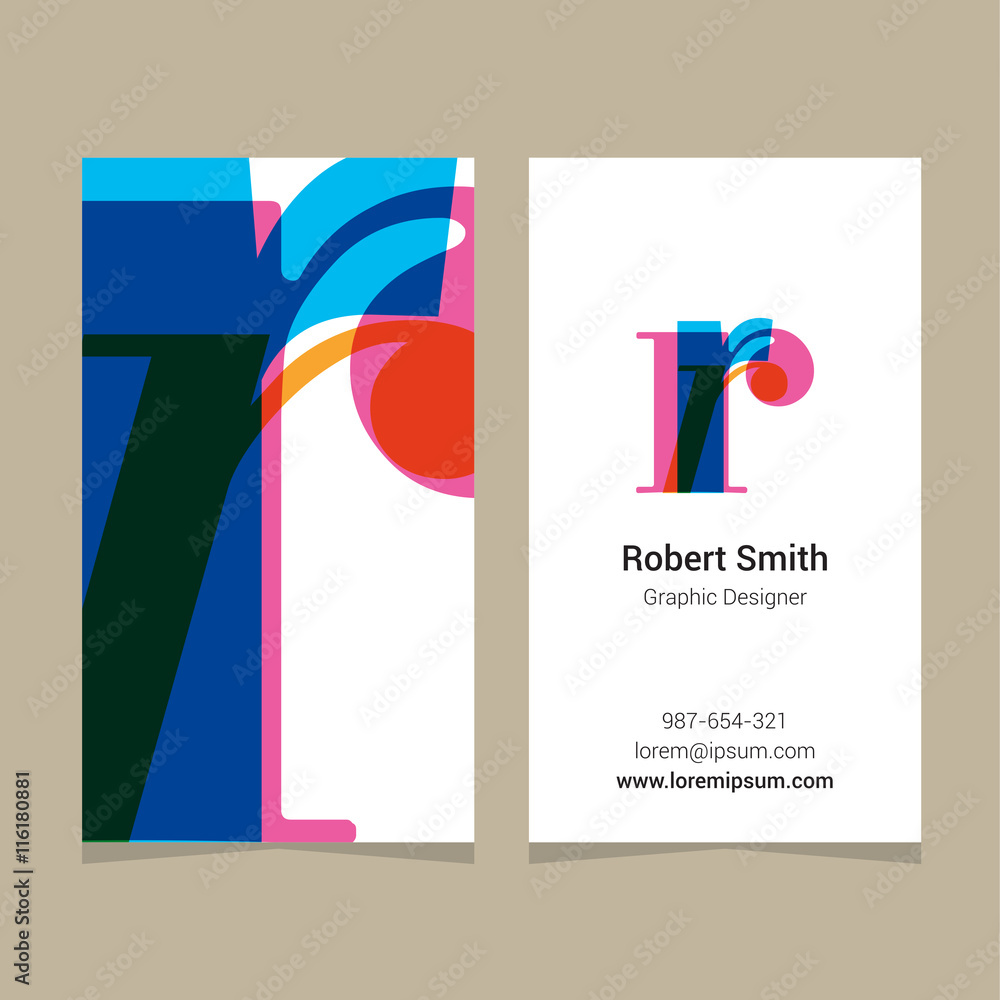 Logo alphabet letter "r", with business card template. Vector graphic ...