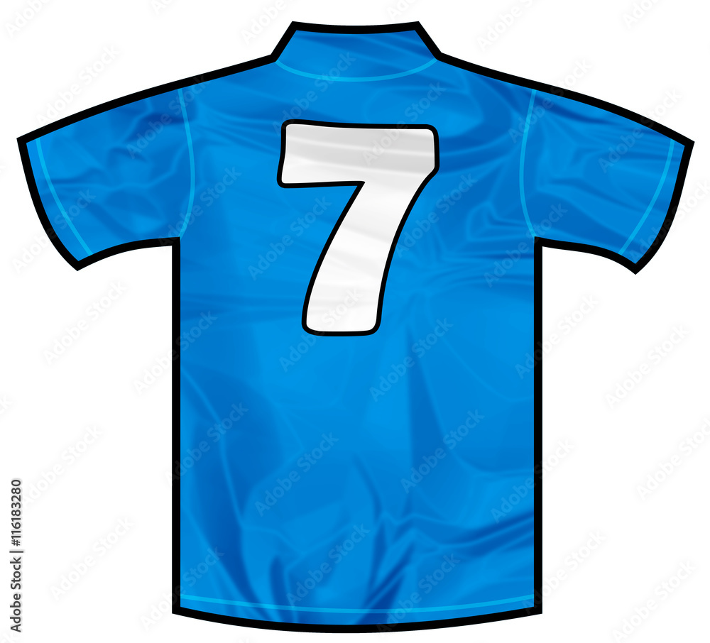 Number 7 seven Blue sport shirt as a soccer,hockey,basket,rugby ...