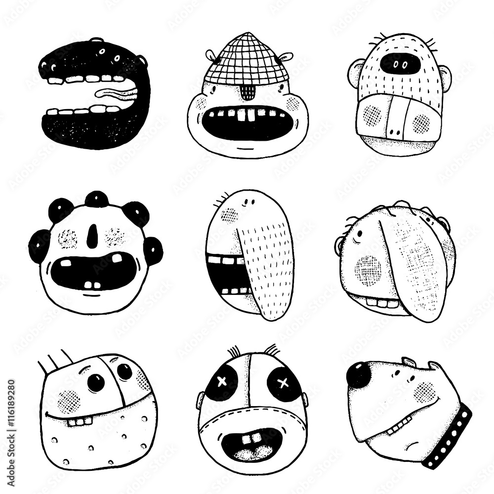 Monster Face Outline