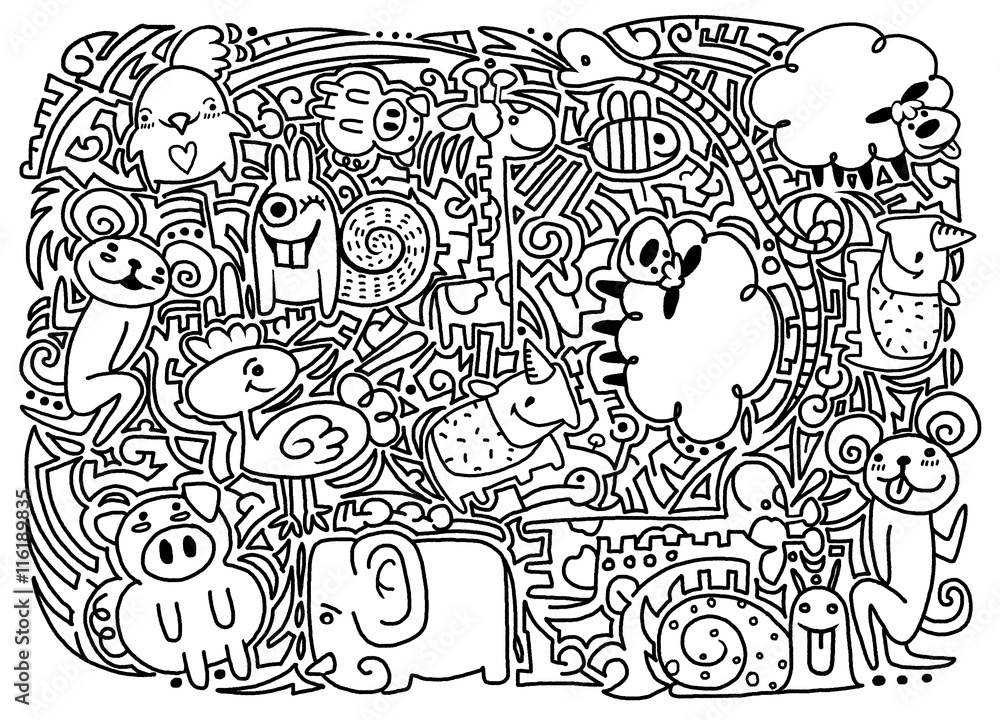drawings of doodle animals,vector Stock Vector | Adobe Stock