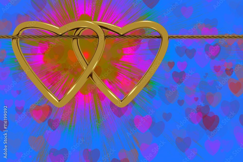 Two hearts hanging on a rope symbolically Stock Illustration | Adobe Stock