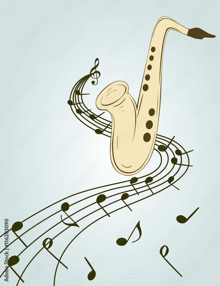 Stylish illustration of saxophone Stock Vector | Adobe Stock