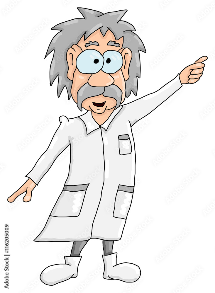 Senior scientist pointing with his finger Stock-Vektorgrafik | Adobe Stock