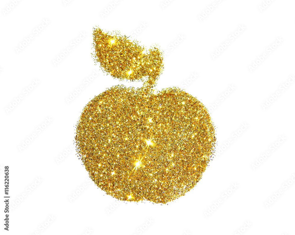 Apple of golden glitter sparkle on white background Stock Photo | Adobe ...