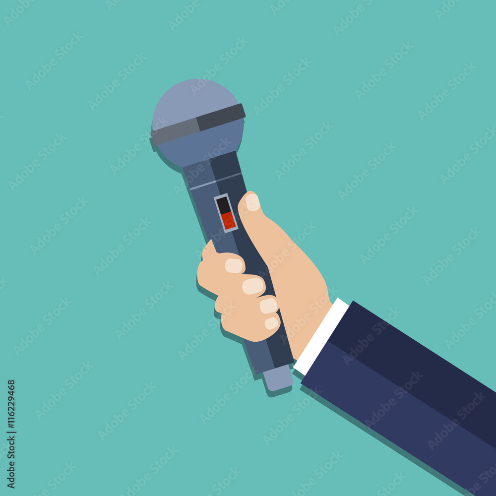 hand holding a microphone. Stock Vector | Adobe Stock