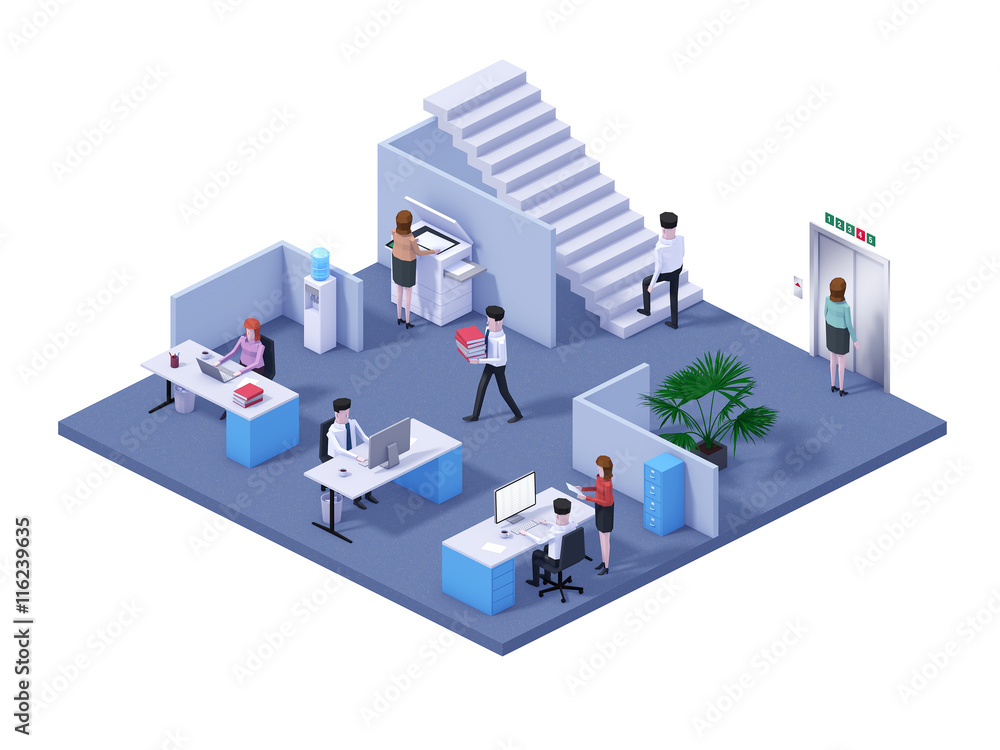 Büroalltag: Geschäftsleute im Office bei der Arbeit, Teamwork, Business ...