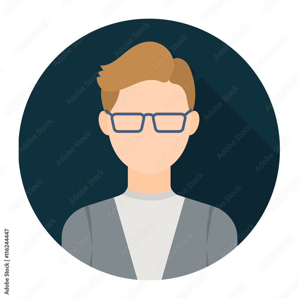 Vetor do Stock: Man with glasses icon flat. Single avatar,people icon ...