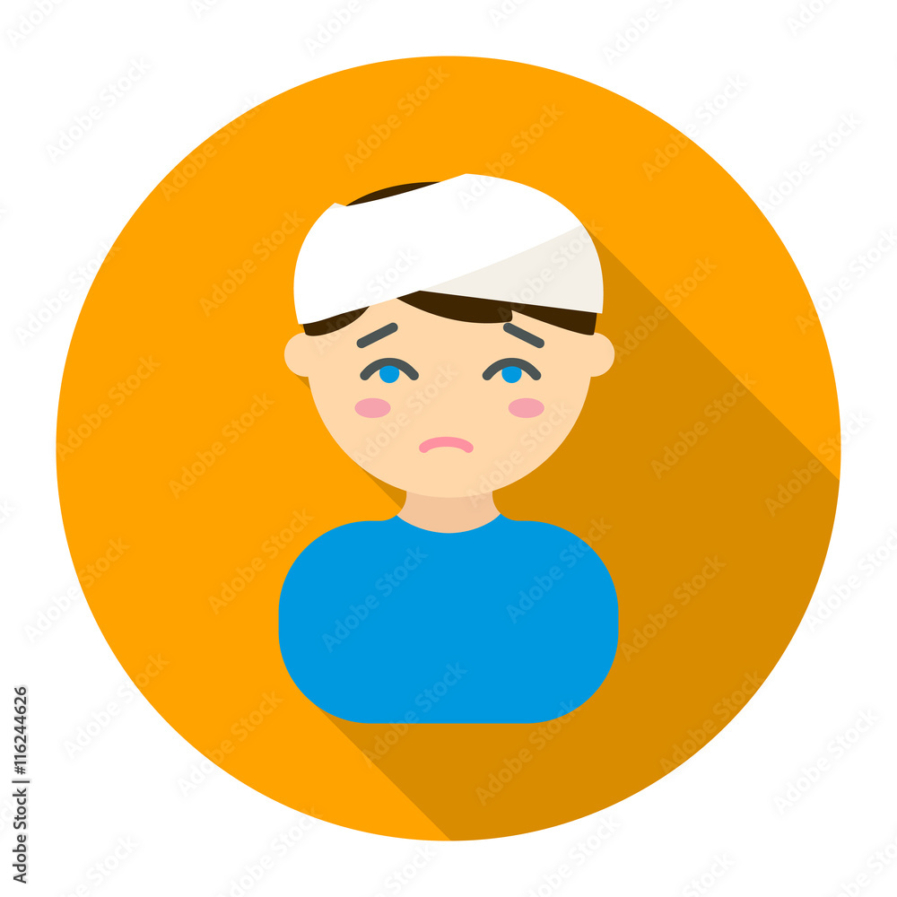 Head injury icon flat. Single sick icon from the big ill, disease set ...