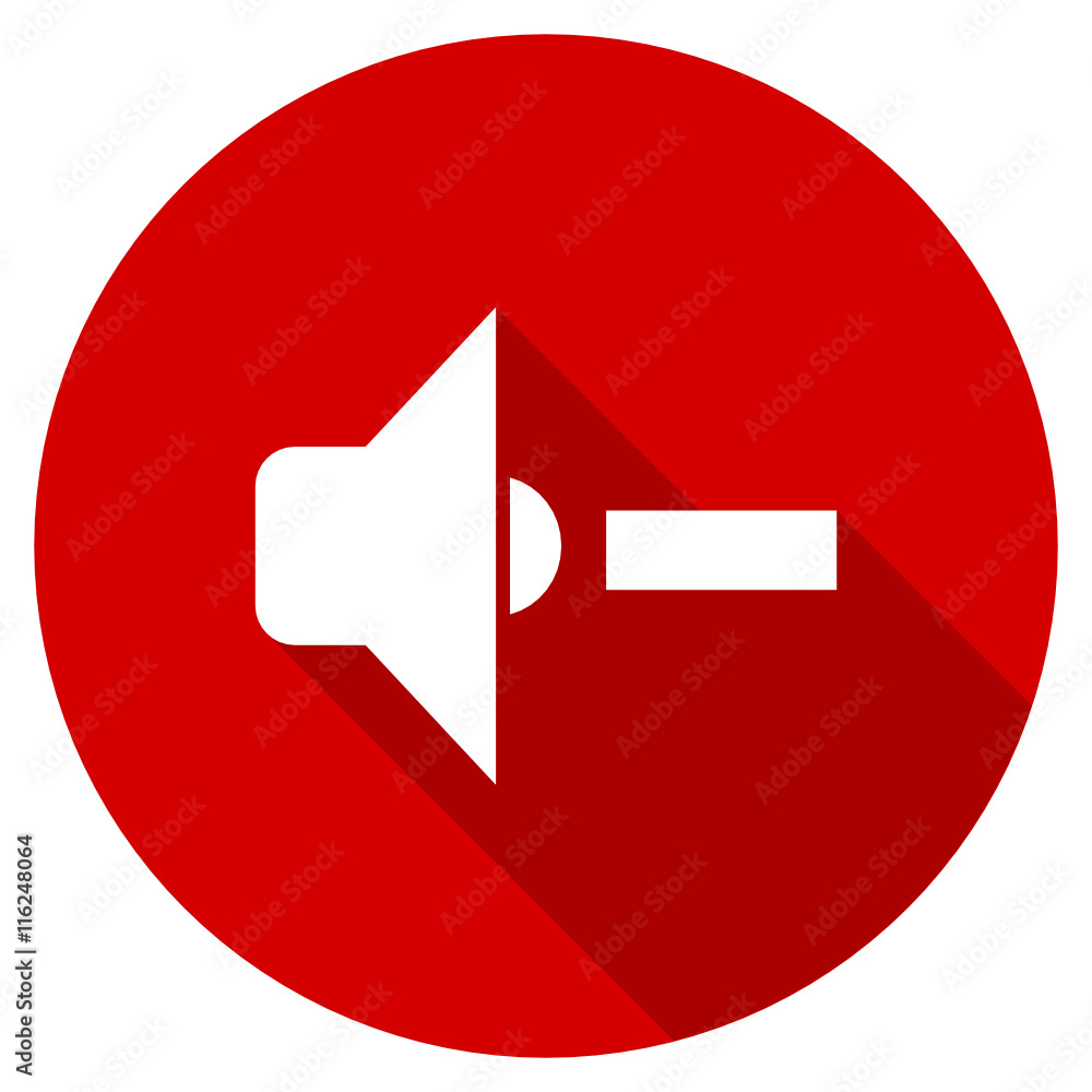 Flat design red round sound vector icon Stock Vector | Adobe Stock