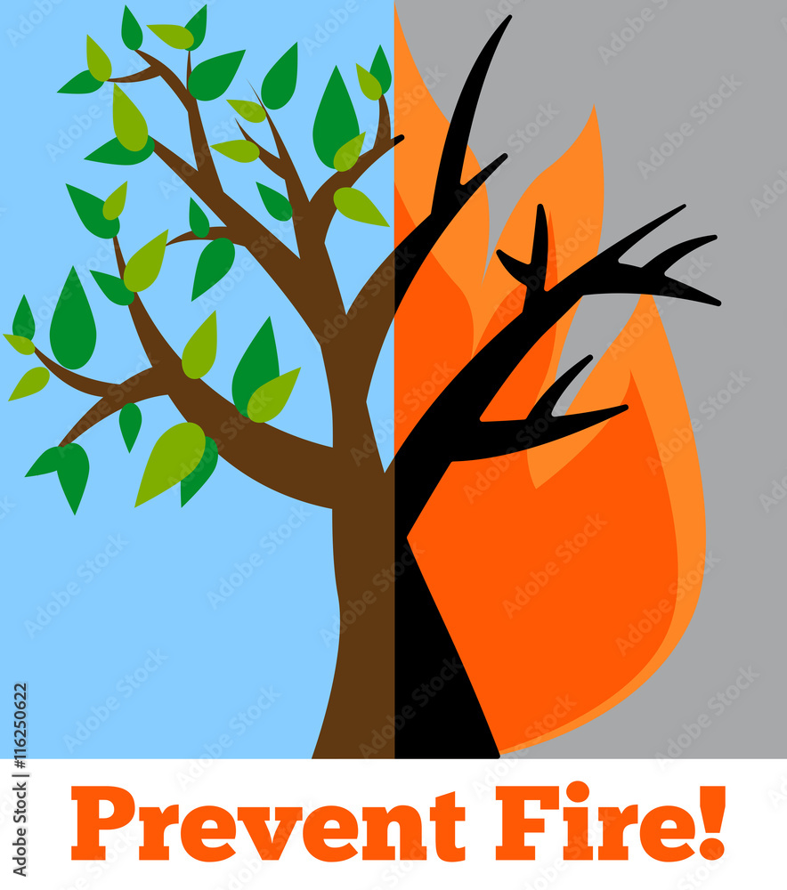 Stop fire vector image. Wildfire alert Stock Vector | Adobe Stock