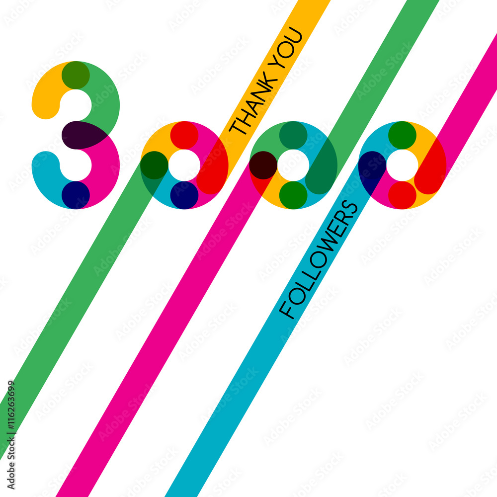 Thanks 3000 follower, vector banner, badge or poster for blogs and ...