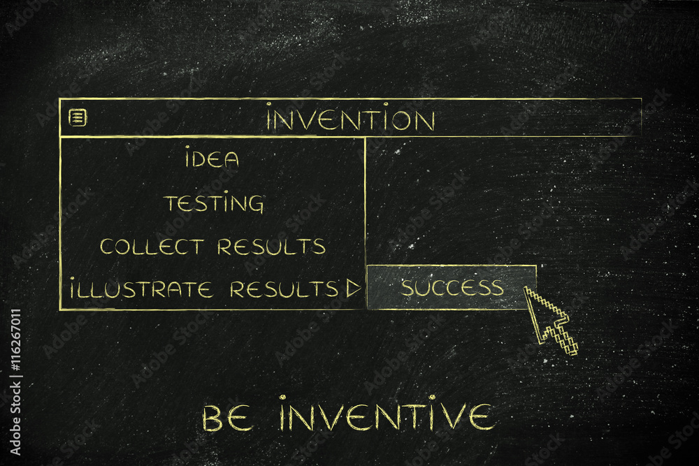 Invention dropdown menu, pointer selecting the Success option Stock ...