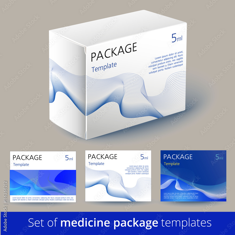 Set of medicine package design with 3d-template. Stock Vector | Adobe Stock