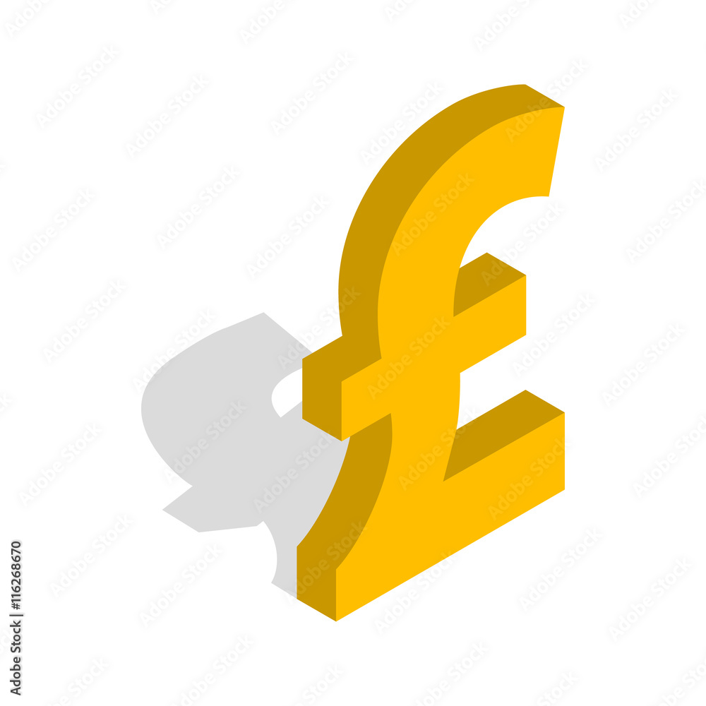 Sign of pound sterling icon in isometric 3d style isolated on white ...