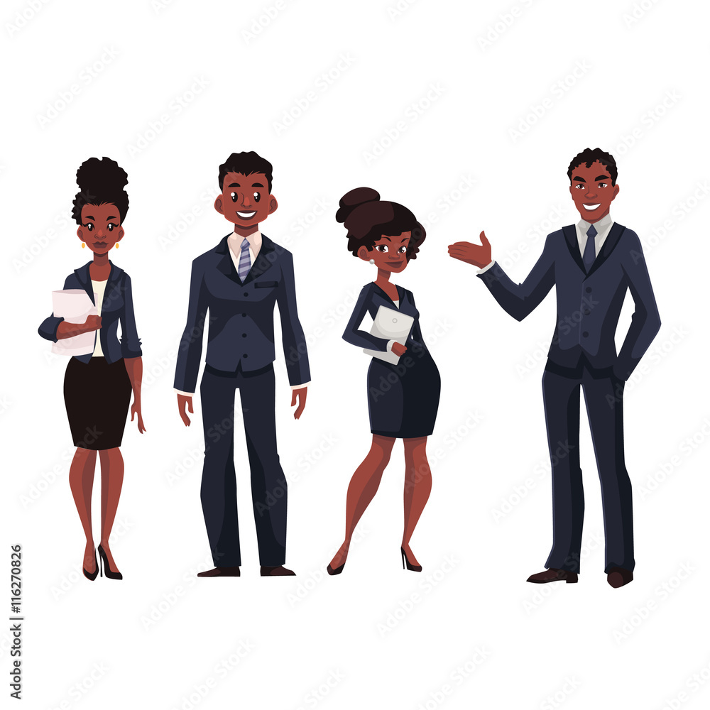 African American businessmen and businesswomen cartoon vector ...