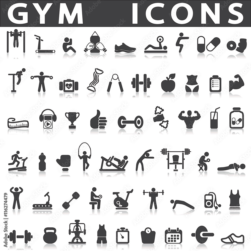 gym icons Stock Vector | Adobe Stock