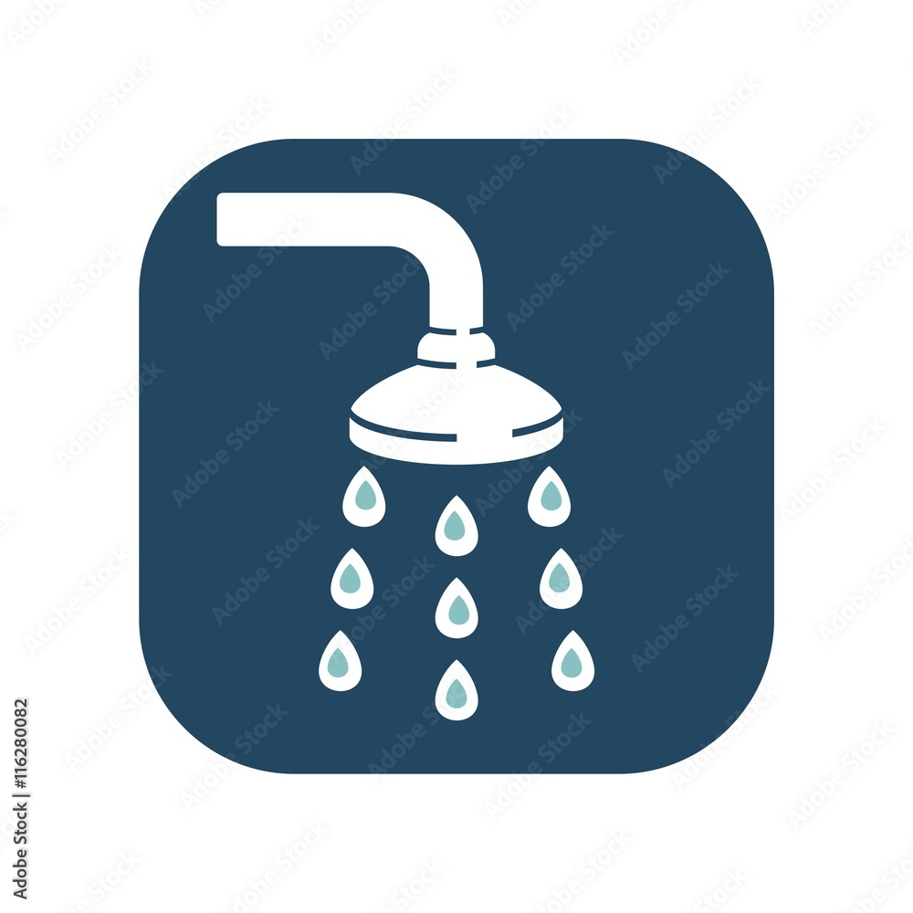 Vector shower icon with water drops. For shopping center / sanitary ...