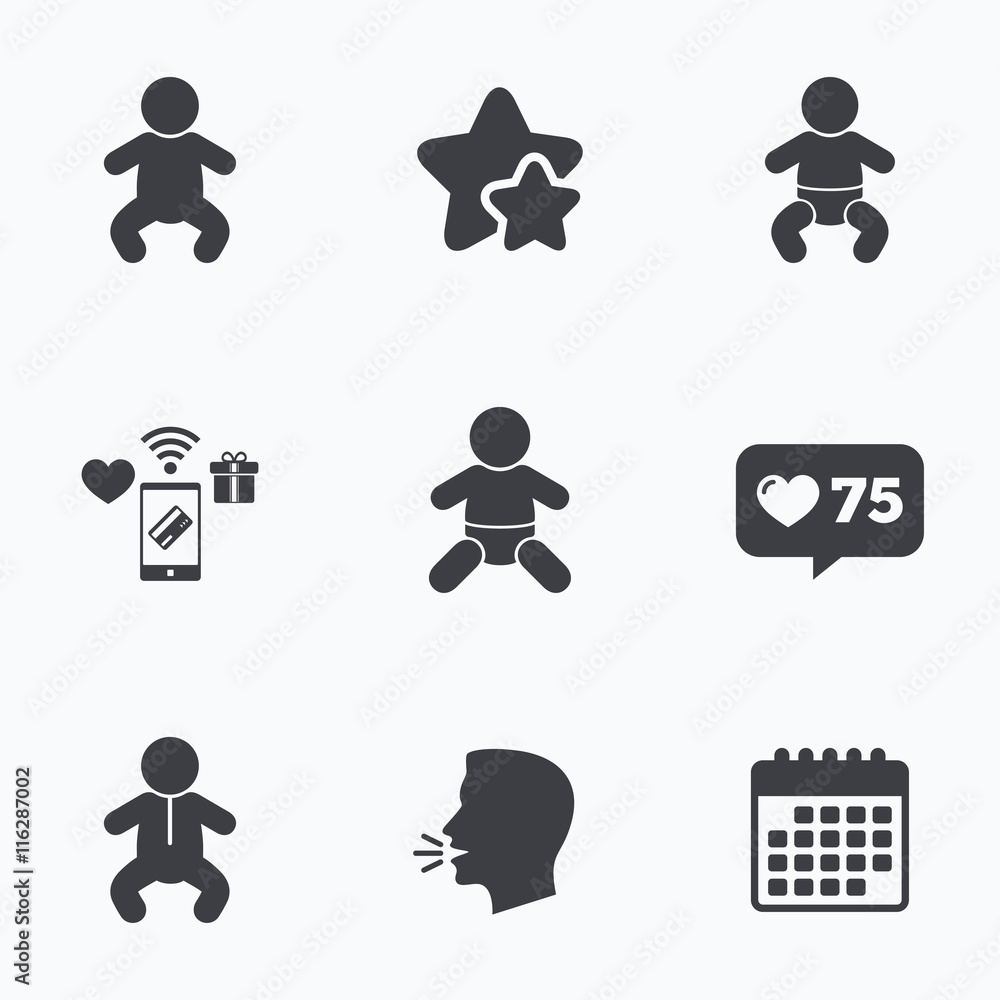 Newborn icons. Baby infants symbols. Stock Vector | Adobe Stock