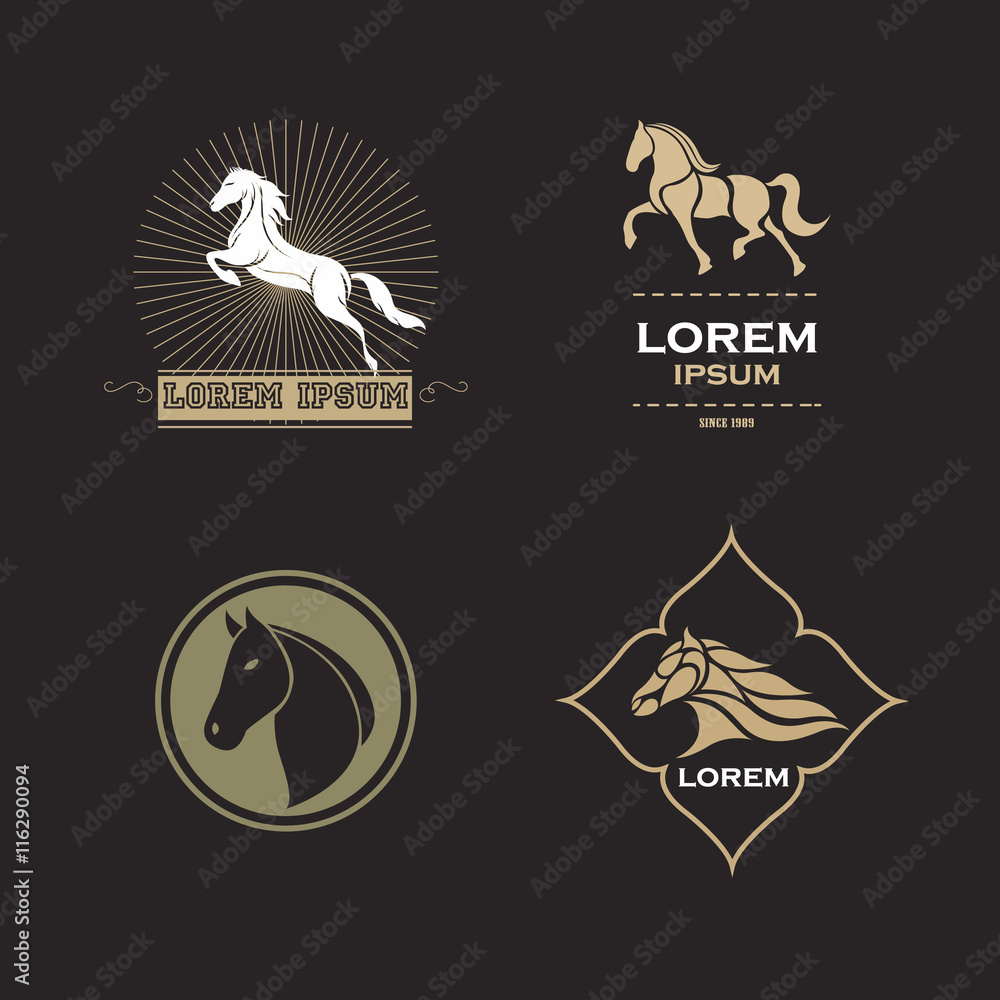 Horse logo set Stock Vector | Adobe Stock