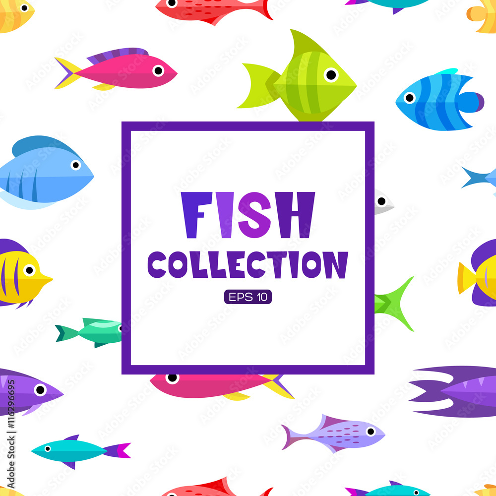 Cartoon fish collection background Stock Vector | Adobe Stock