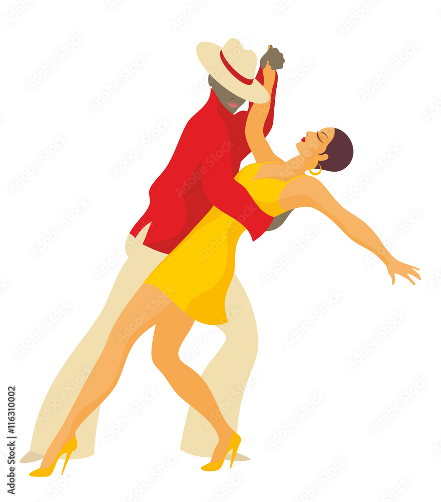 lady and gentleman dance Latin America salsa Stock-Vektorgrafik | Adobe ...