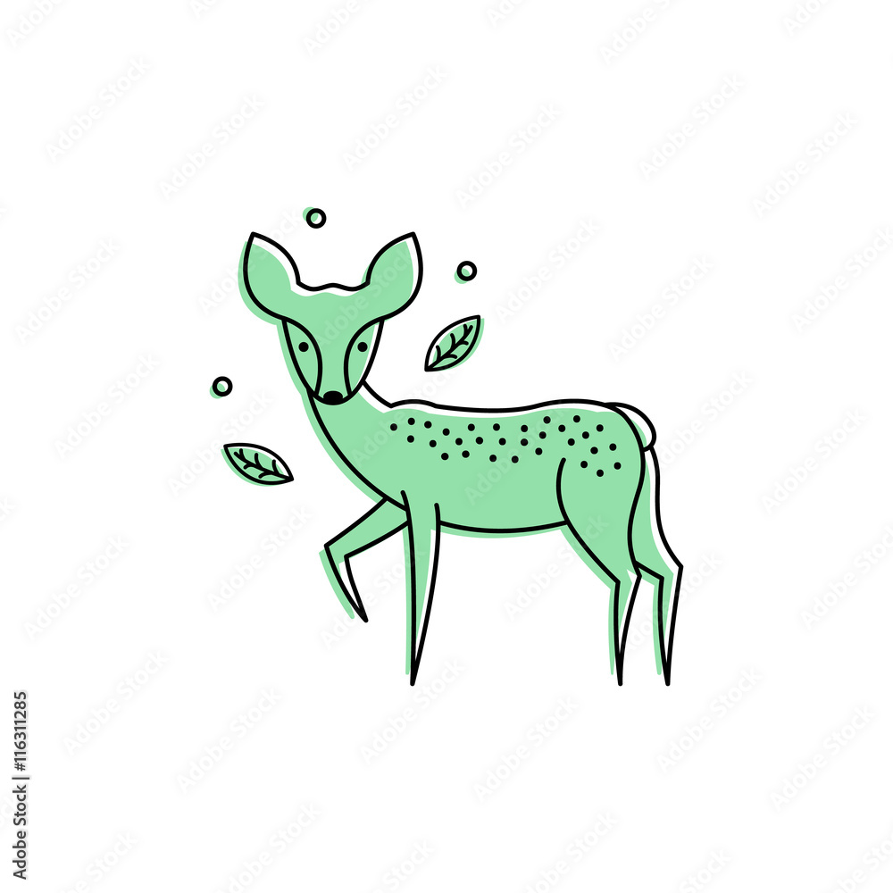 Deer logo. Vector illustration isolated on white. Line style design ...