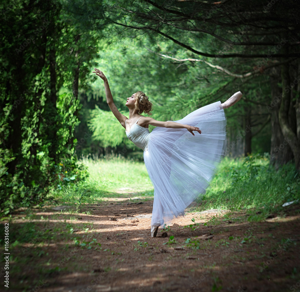 Dancing ballerina in the summer garden Stock Photo | Adobe Stock