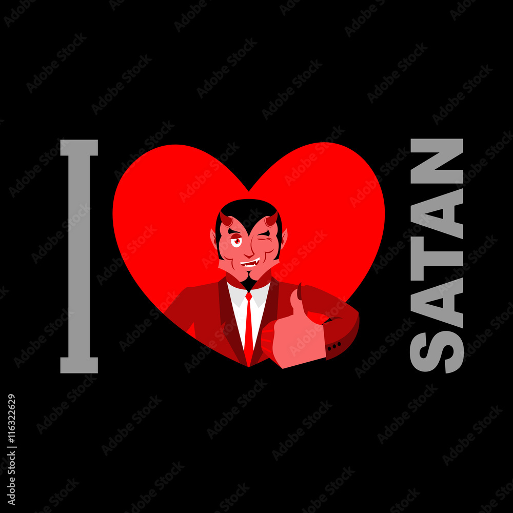 I love Satan. Symbol of heart and devil with horns. Red Demon. P Stock ...
