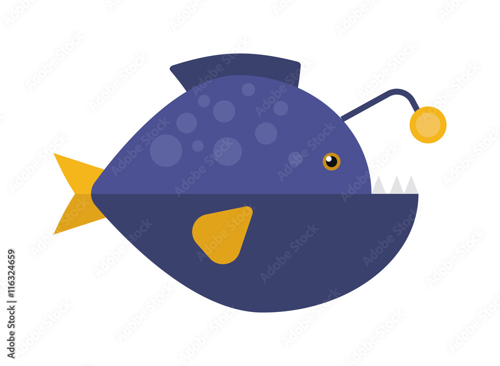 Fish flat icon vector isolated on white background. Vector image ...
