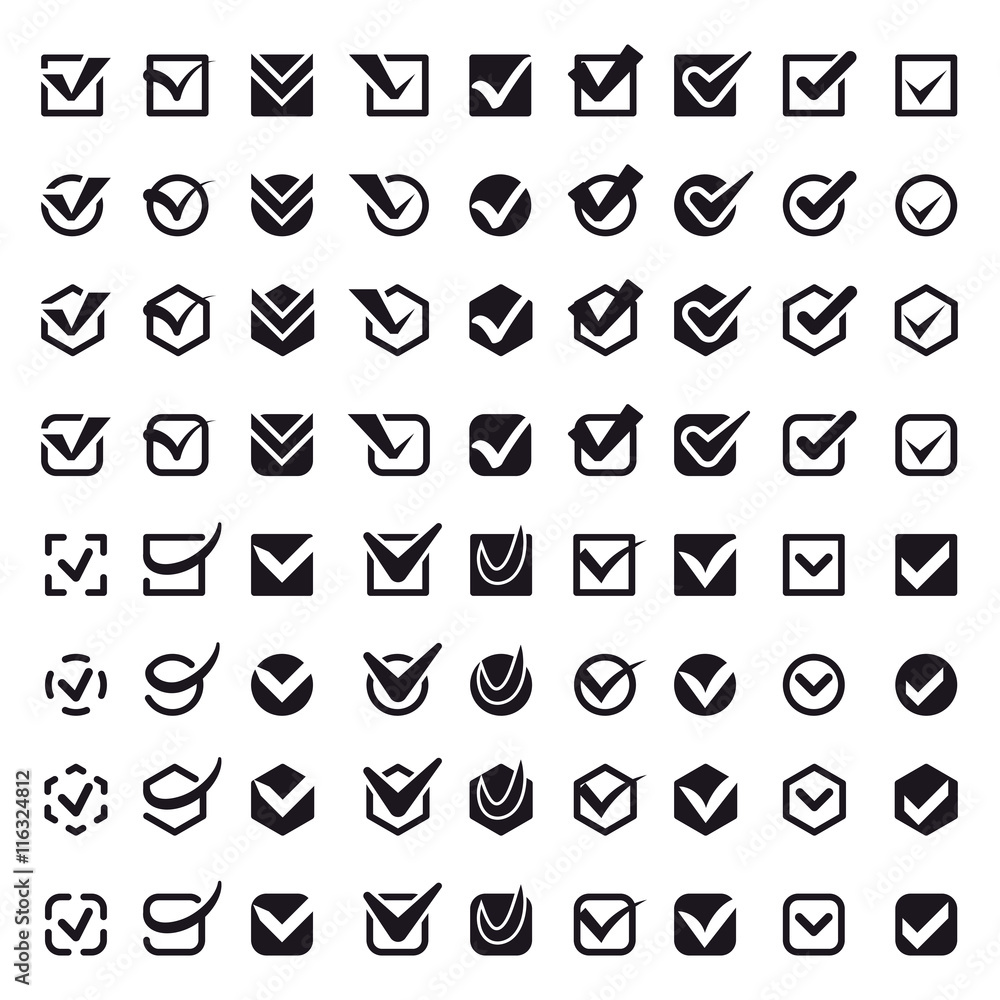 Check box vector icons vector set. Check vote icons vote mark sign ...